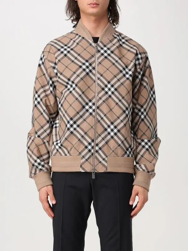 Burberry Checked Bomber Jacket - Beige