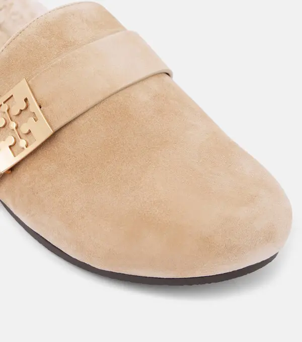 Tory Burch Mellow Shearling-lined Suede Mules - Beige