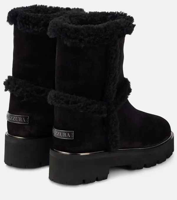 AQUAZZURA Teddi Shearling-trimmed Leather Booties