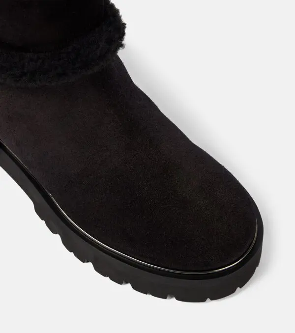 AQUAZZURA Teddi Shearling-trimmed Leather Booties