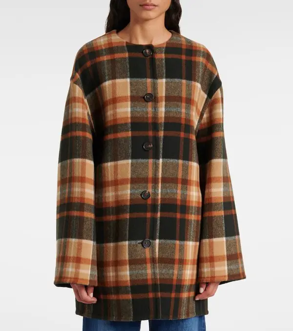Chloé Checked Wool And Silk Coat