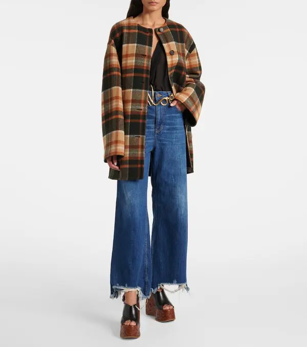 Chloé Checked Wool And Silk Coat