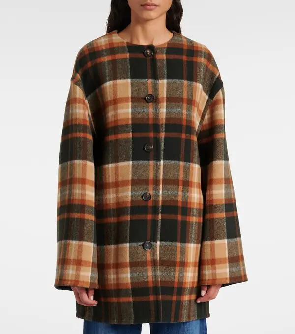 Chloé Checked Wool And Silk Coat