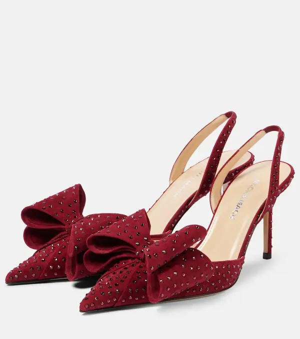 Mach & Mach Le Cadeau 85 Suede Slingback Pumps - Red
