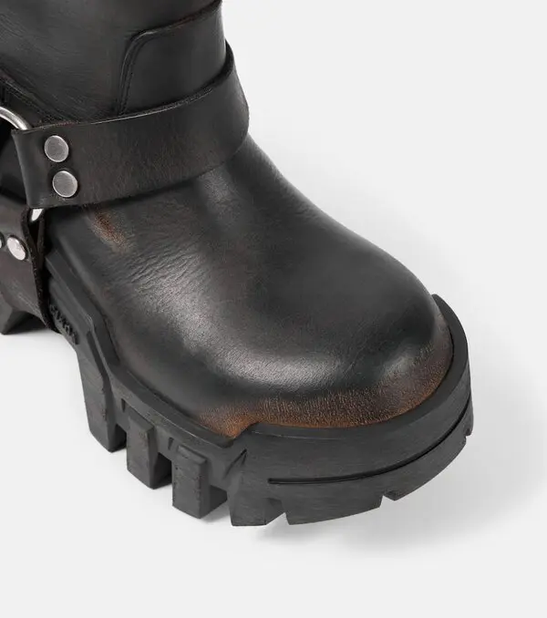 Balenciaga Bulldozer Harness Leather Biker Boots - Black  display picture 1