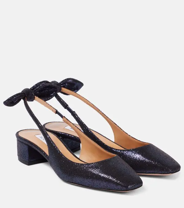 AQUAZZURA Very Bow 35 Slingback Pumps - Blue