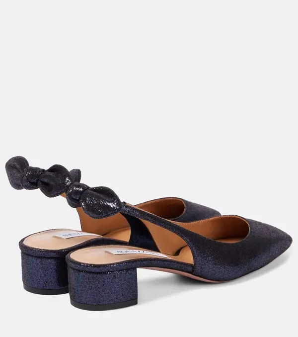 AQUAZZURA Very Bow 35 Slingback Pumps - Blue