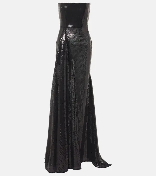 Alex Perry Sequined Strapless Gown