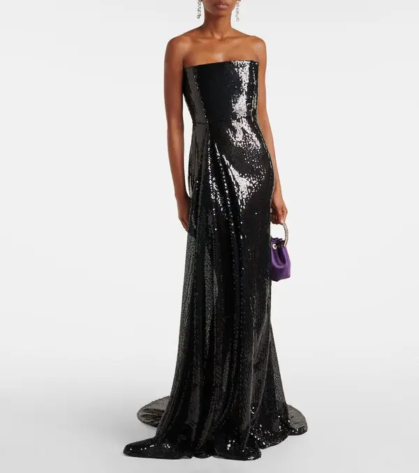 Alex Perry Sequined Strapless Gown
