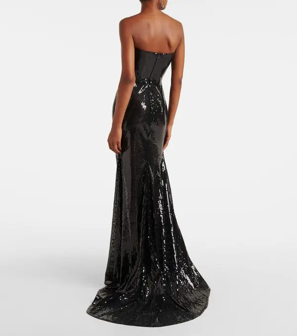 Alex Perry Sequined Strapless Gown