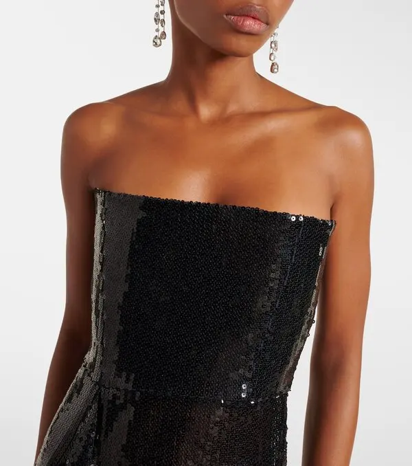 Alex Perry Sequined Strapless Gown