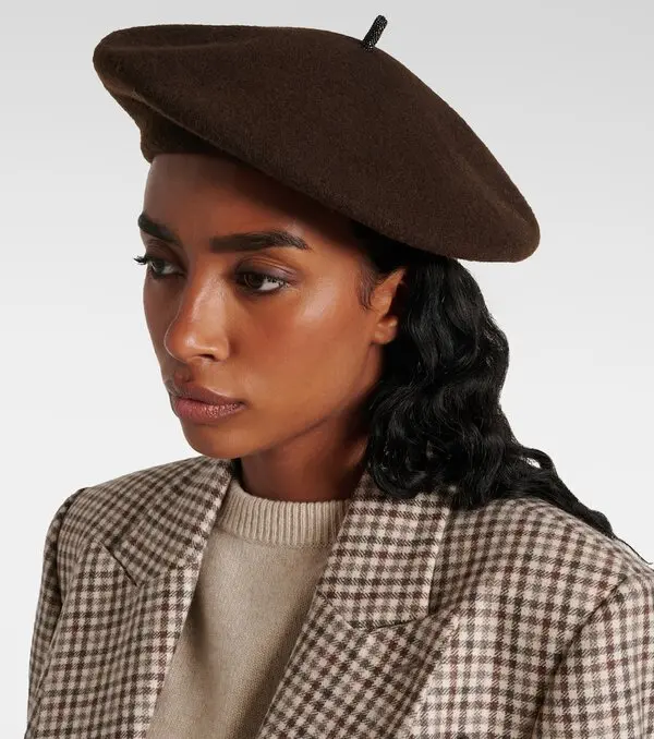 Brunello Cucinelli Wool Beret - Brown