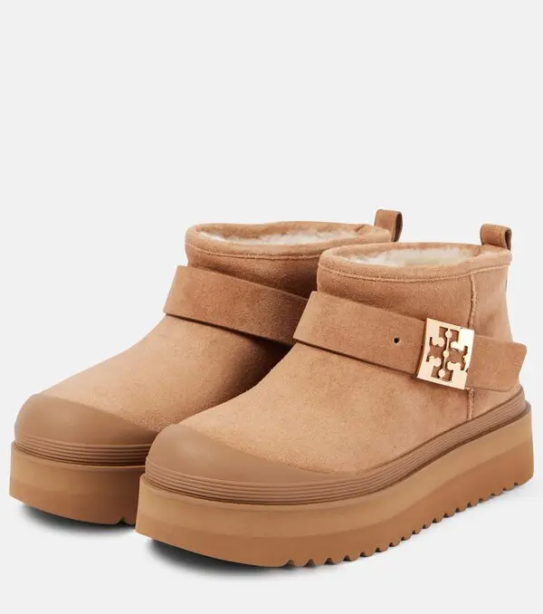 Tory Burch Mellow Shearling-lined Ankle Boots - Brown