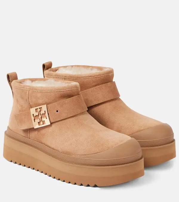 Tory Burch Mellow Shearling-lined Ankle Boots - Brown