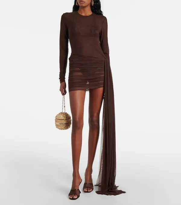 BANANHOT Aiden Ruched Mini Dress - Brown