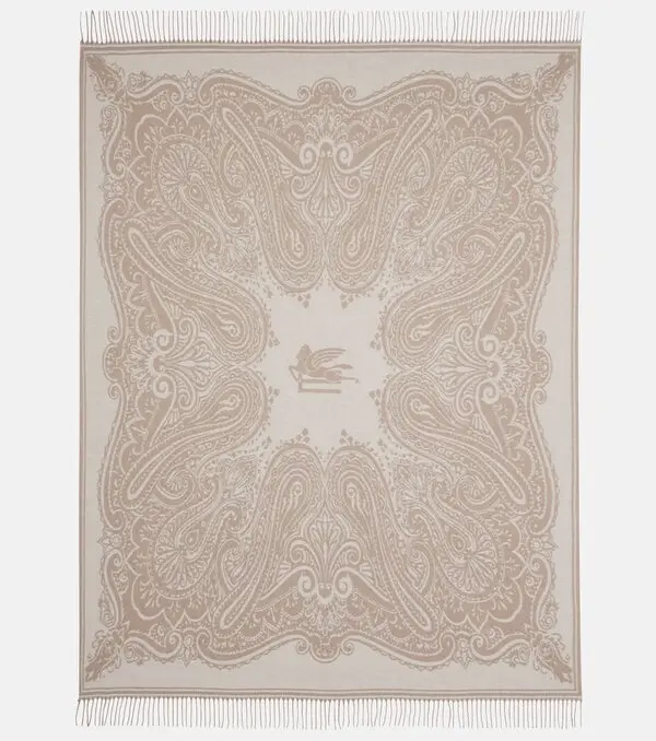 Etro Alocasia Fringed Wool Throw - Beige