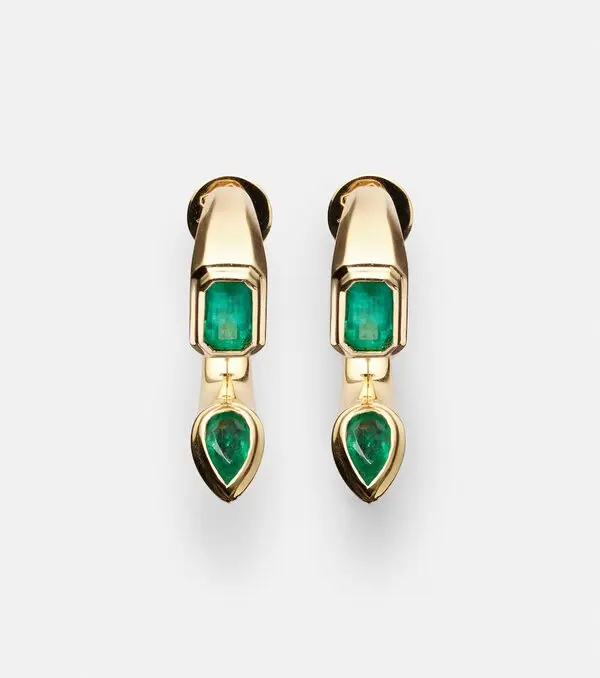 Shay Jewelry Bypass Emerald Earrings - Gold