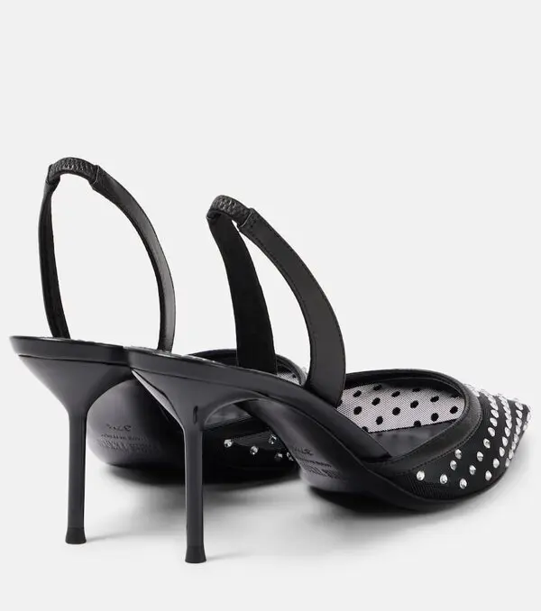 Paris Texas Lidia 70 Embellished Mesh Slingback Pumps