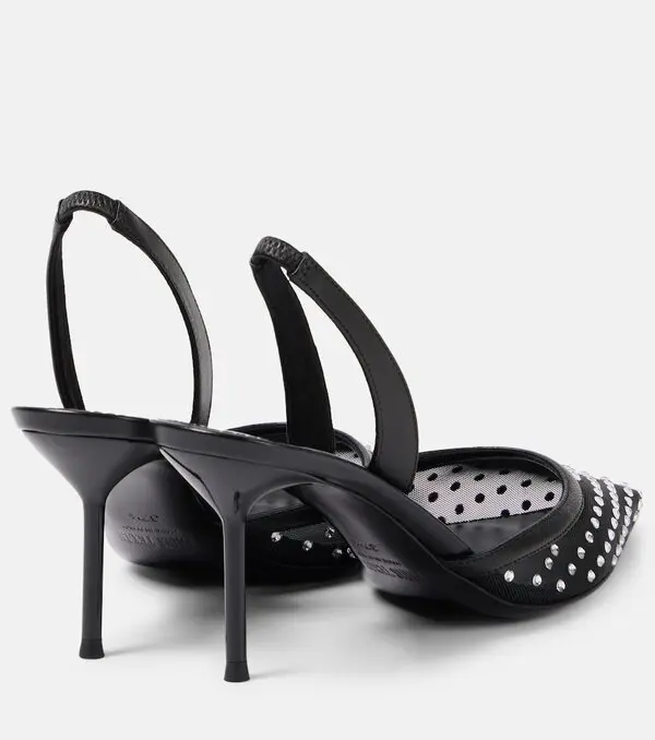 Paris Texas Lidia 70 Embellished Mesh Slingback Pumps