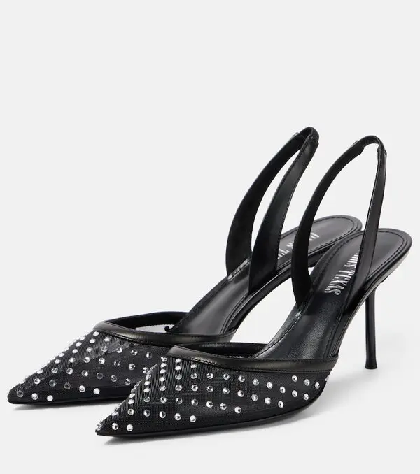 Paris Texas Lidia 70 Embellished Mesh Slingback Pumps