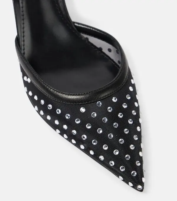 Paris Texas Lidia 70 Embellished Mesh Slingback Pumps