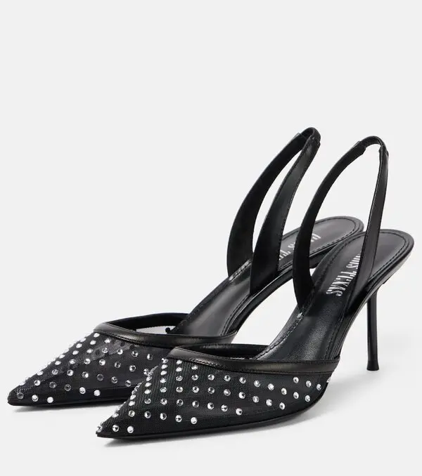 Paris Texas Lidia 70 Embellished Mesh Slingback Pumps