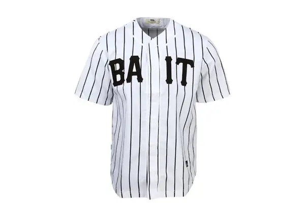 BAIT Sluggers Pinstripe Baseball Jersey - White/black