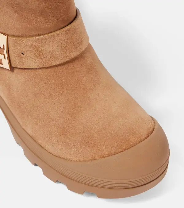 Tory Burch Mellow Shearling-lined Suede Platform Ankle Boots - Brown
