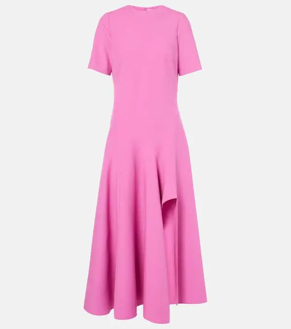 Oscar De La Renta Draped Wool-blend Midi Dress - Pink