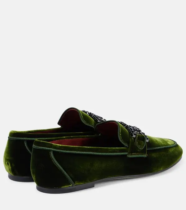 TOD'S Kate Embellished Velvet Loafers