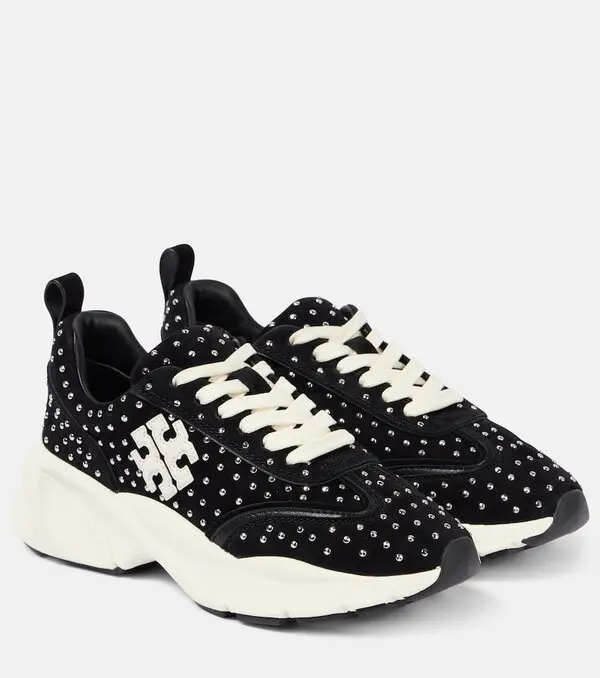 Tory Burch Good Luck Leather Sneakers - Black