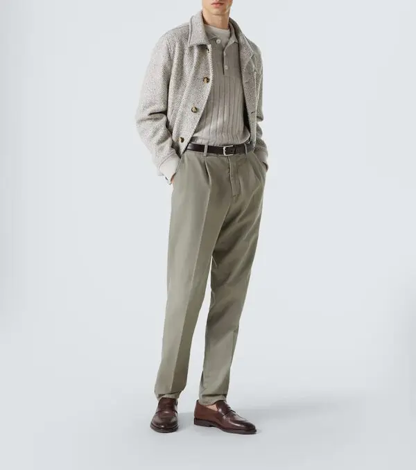 Brunello Cucinelli Ribbed Cashmere Polo Sweater
