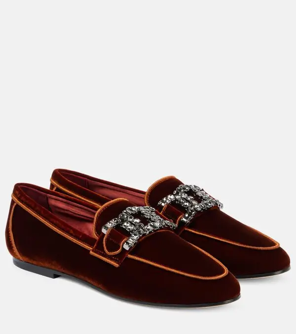 TOD'S Kate Embellished Velvet Loafers