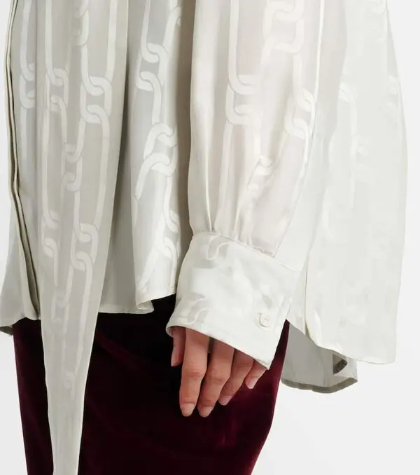 TOD'S Satin Jacquard Blouse With Scarf Detail