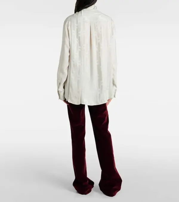 TOD'S Satin Jacquard Blouse With Scarf Detail