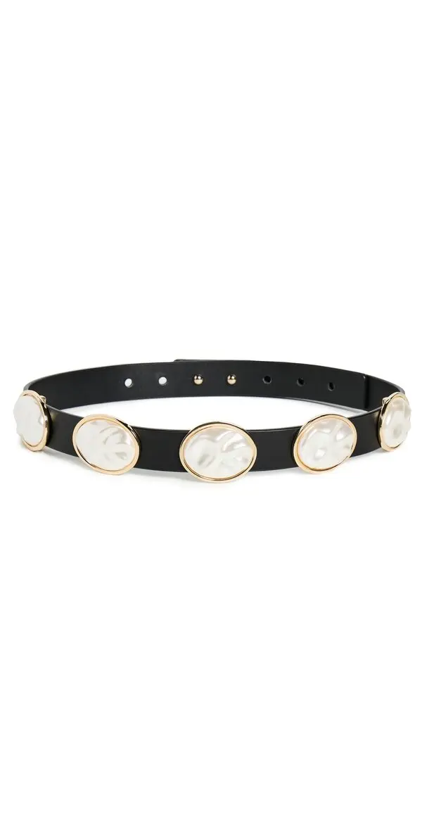 Lele Sadoughi Oval Pearl Station Belt - Jet