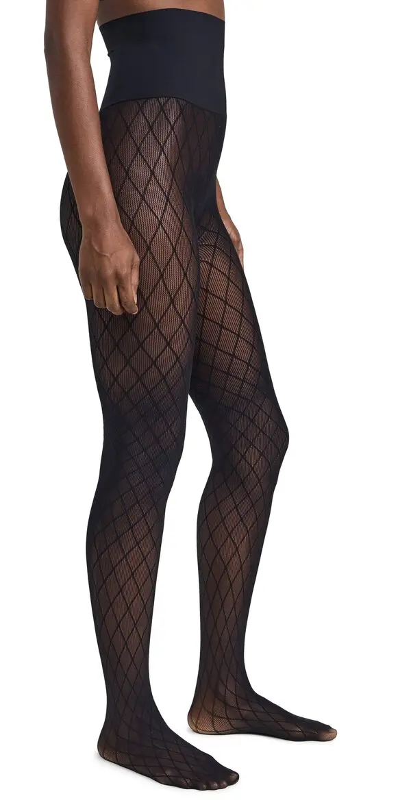Commando Lattice Net Stockings - Black