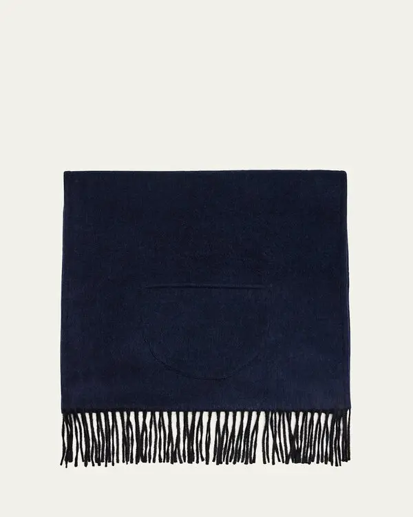 Alonpi Cashmere Fringe Trim Pocket Scarf - Blue