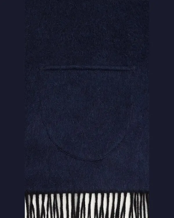 Alonpi Cashmere Fringe Trim Pocket Scarf - Blue