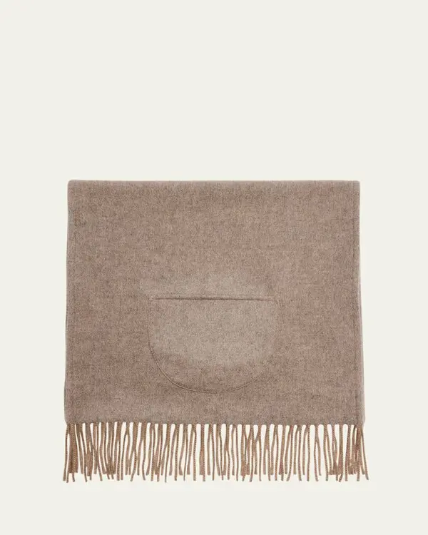 Alonpi Cashmere Fringe Trim Pocket Scarf - Grey