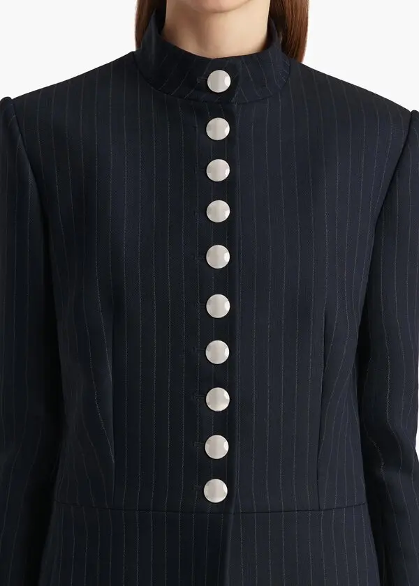 Khaite Samuel Leather Jacket - Navy/white