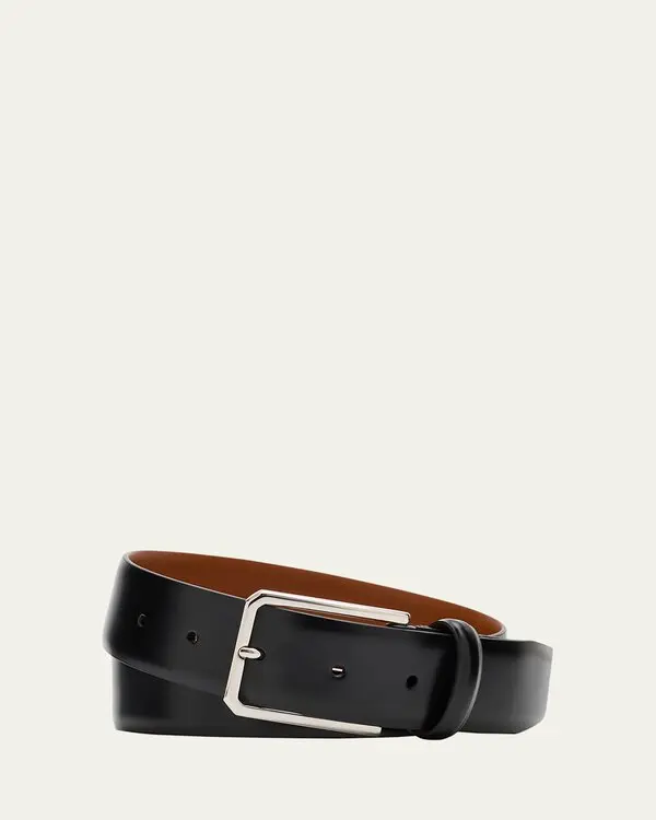 Santoni Smooth Calfskin Belt - Black