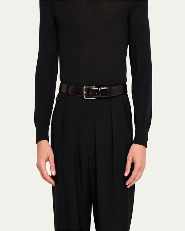 Santoni Smooth Calfskin Belt - Dark Brown