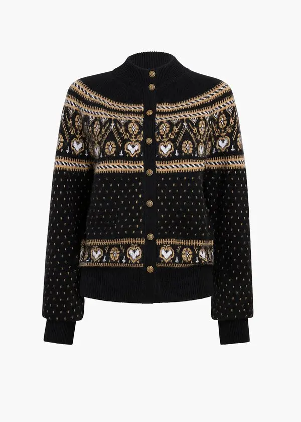 Khaite Marc Cashmere Cardigan - Black/camel Multi
