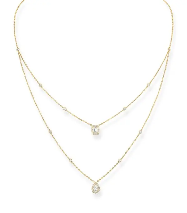 Messika My Twin Yellow And Diamond Layered Necklace - Gold
