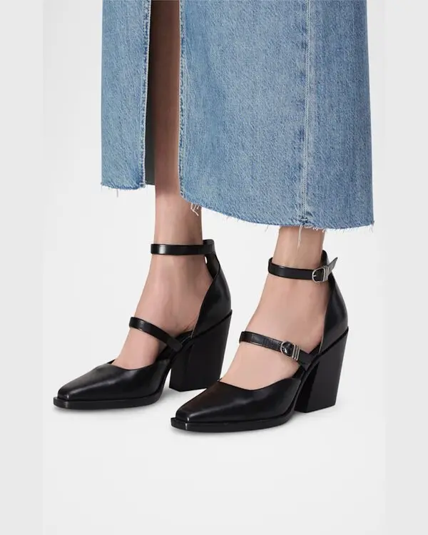 Rag & Bone Joni Leather Mary Jane Pumps - Blk | Editorialist display picture 1