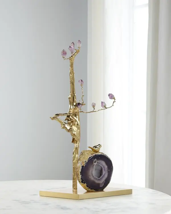 JOHN-RICHARD COLLECTION Amethyst Grove Sculpture On Brass Base - Gold