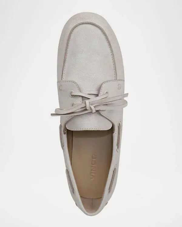 Vince Marin Leather Boat Loafers - Sabbia White