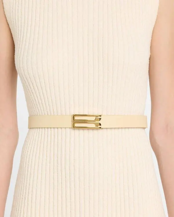 Victoria Beckham B-logo Leather Belt - Ivory