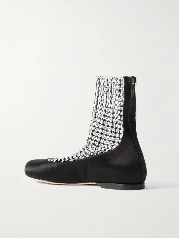 Rene Caovilla Crystal-embellished Satin Ballet Flats